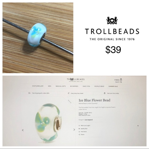 Jewelry | Trollbeads Ice Blue Flower Bead | Poshmark